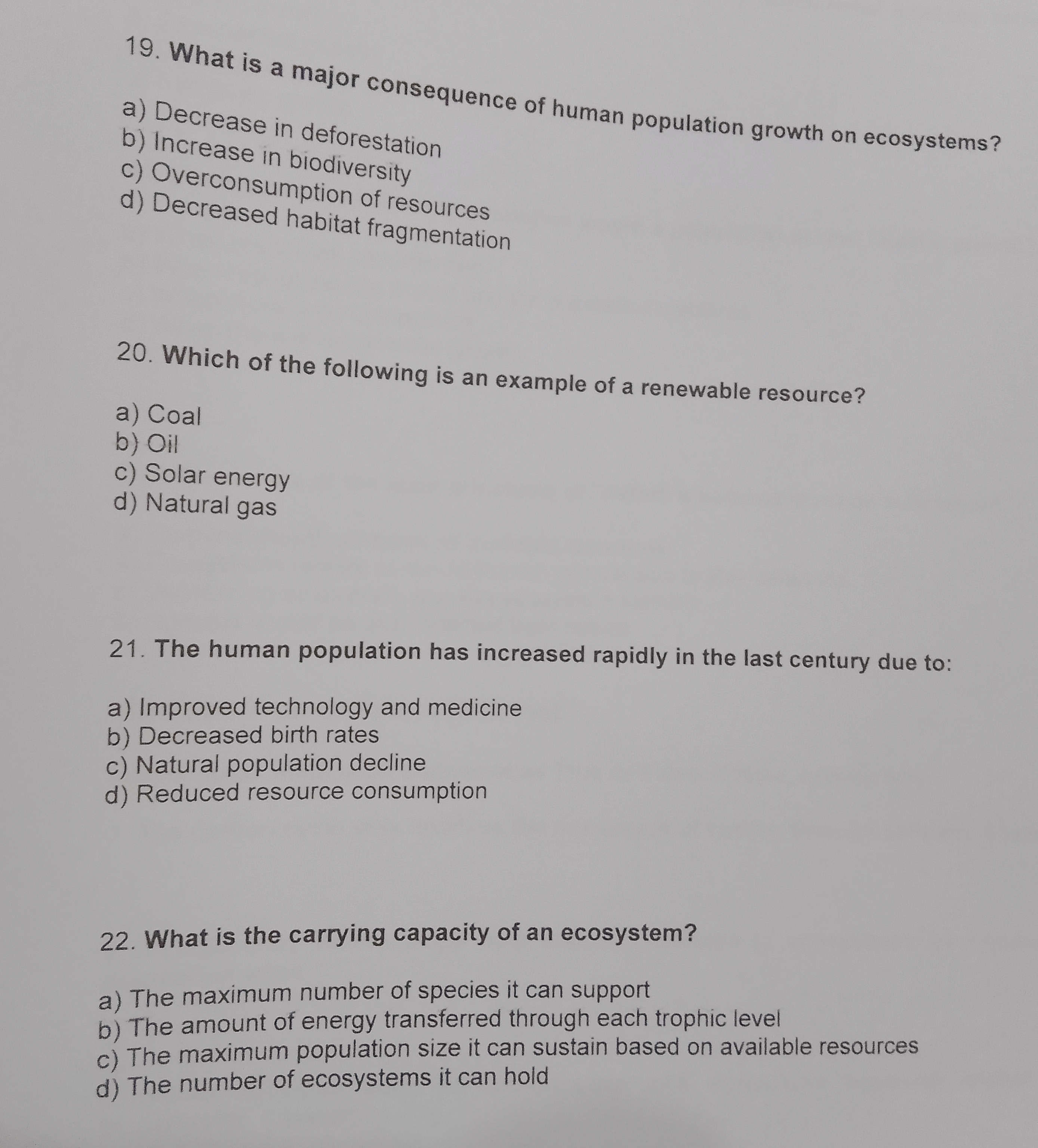 19. What is a major consequence of human | StudyX