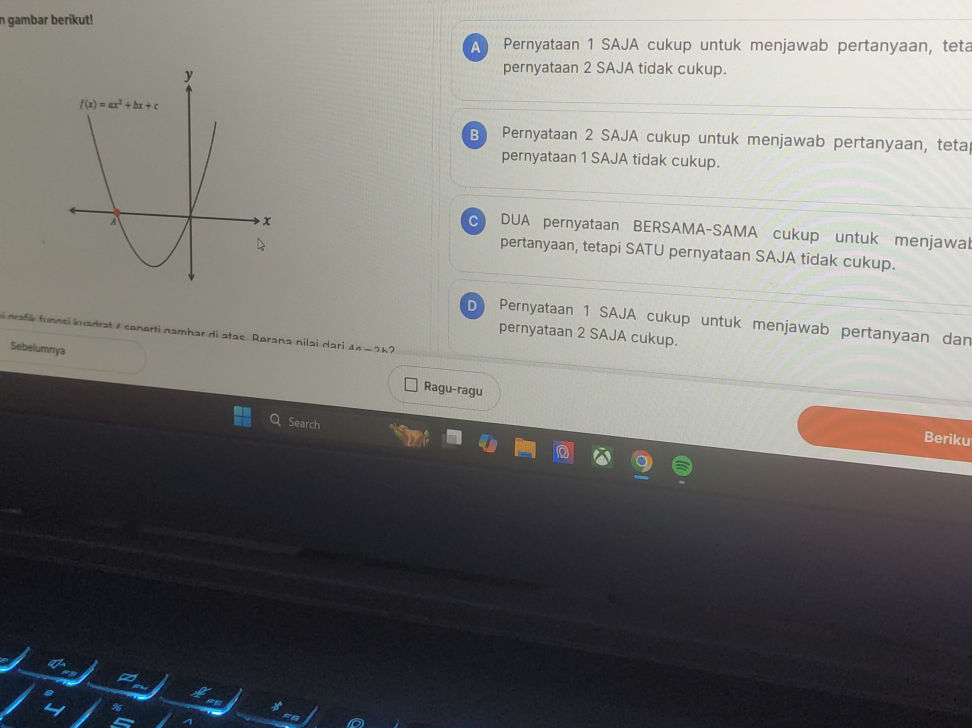 Given the graph of the quadratic function | StudyX