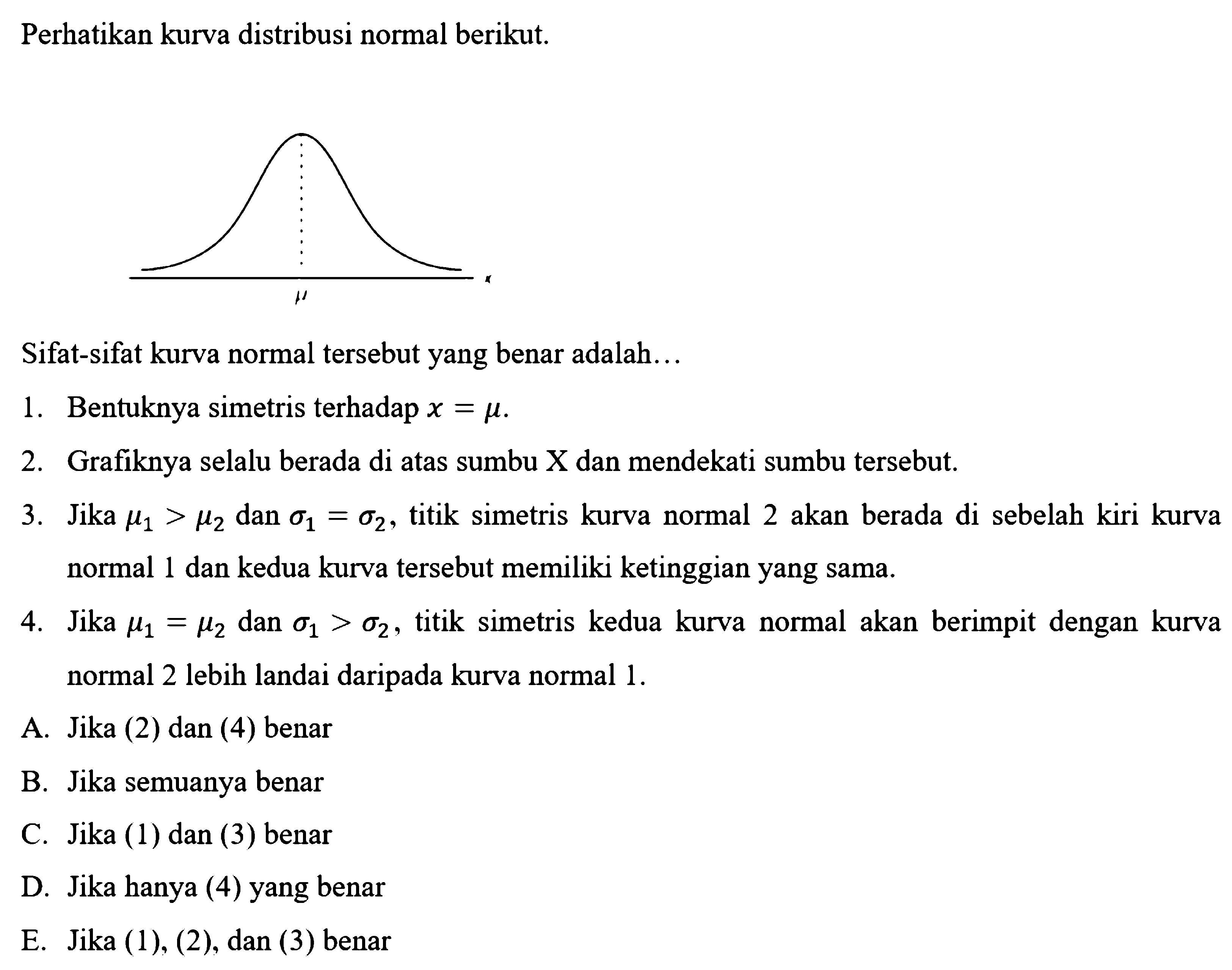 Perhatikan kurva distribusi normal berikut. | StudyX