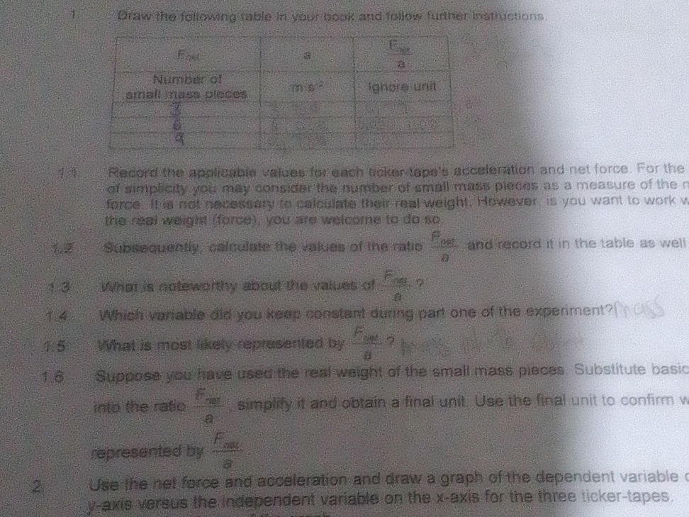 Draw the following table in your book and | StudyX