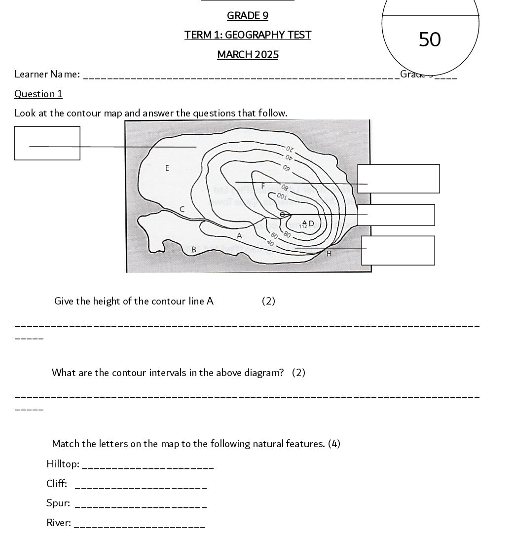 Look at the contour map and answer the | StudyX