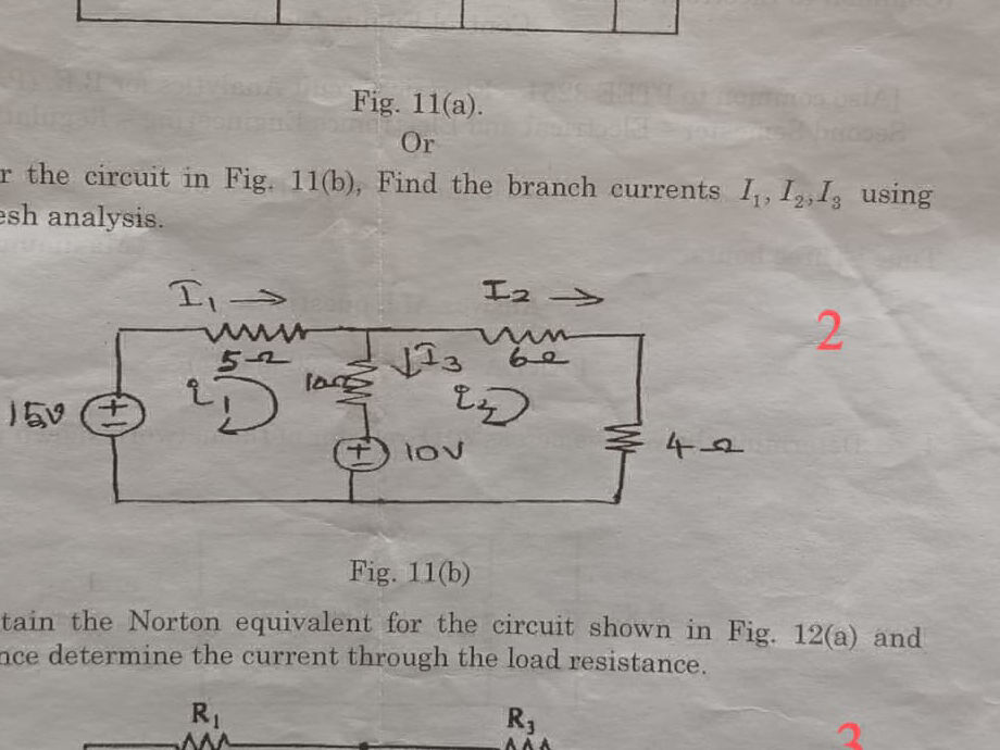 Find the branch currents $I_1$, $I_2$, $I_3$ | StudyX
