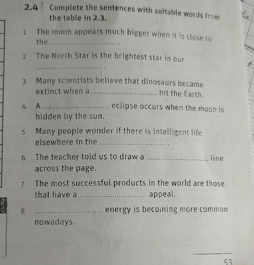2.4 Complete the sentences with suitable | StudyX