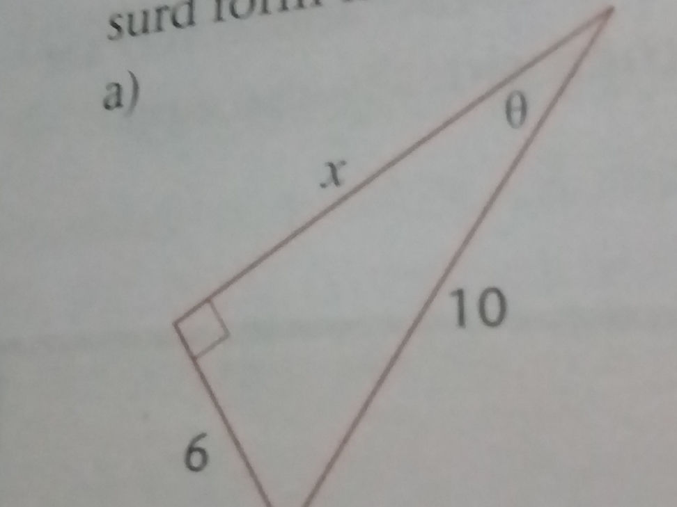 a) [Diagram of a right triangle with sides | StudyX