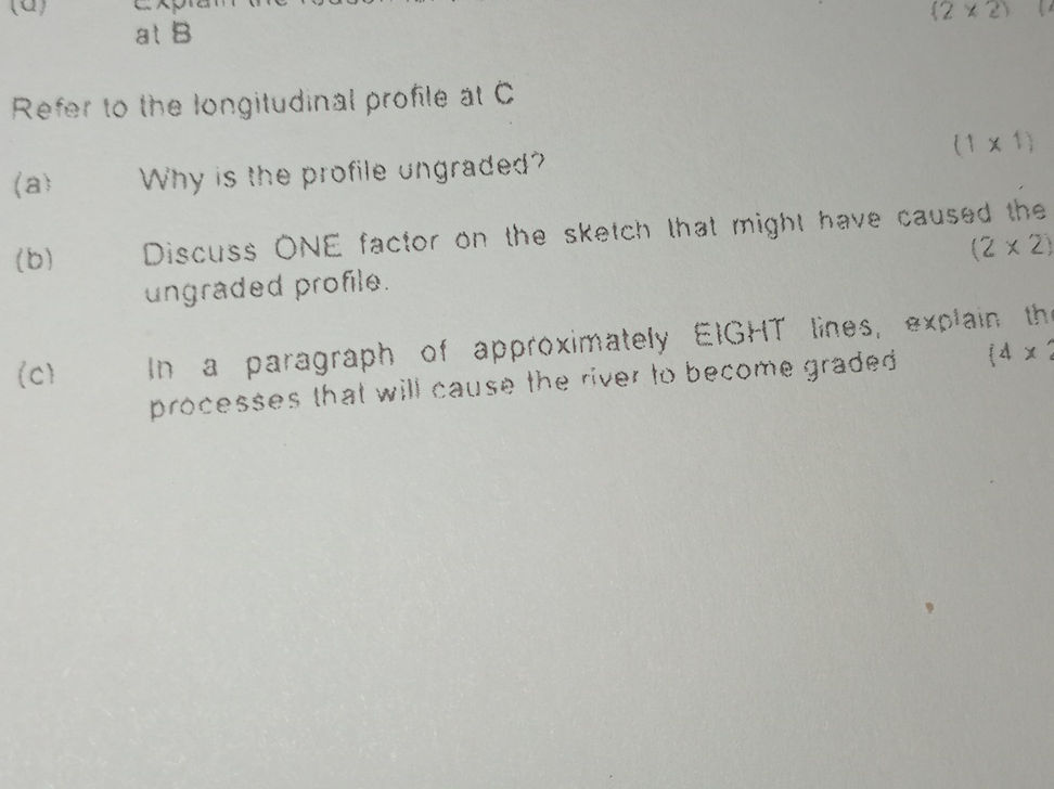 Refer to the longitudinal profile at C (a)