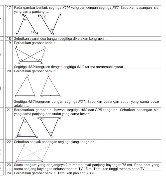 17. Pada gambar berikut, segitiga KLM | StudyX