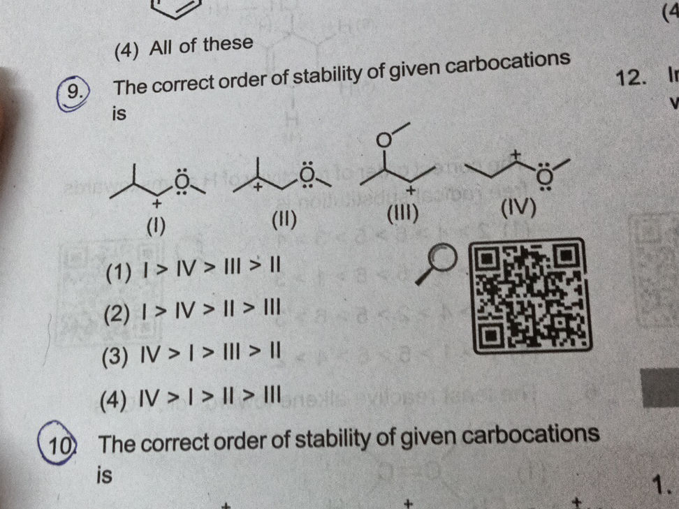 The correct order of stability of given | StudyX