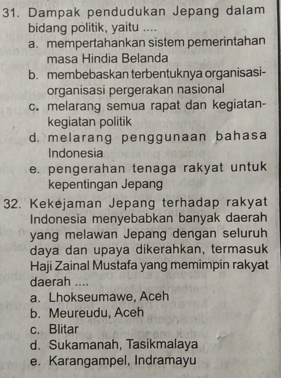 31. Dampak pendudukan Jepang dalam bidang | StudyX