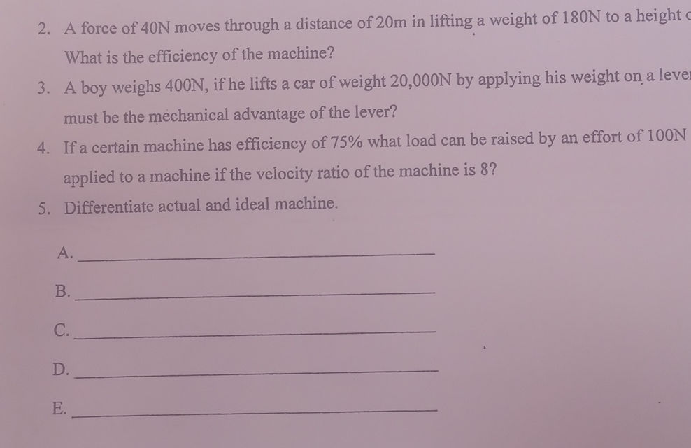 2. A force of 40N moves through a distance | StudyX