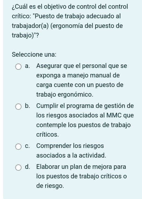 ¿Cuál es el objetivo de control del control | StudyX