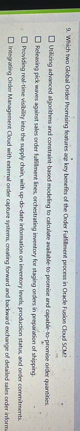 9. Which two Global Order Promising features | StudyX