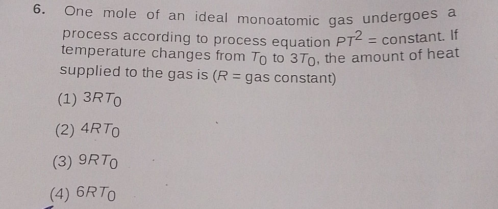 6. One mole of an ideal monoatomic gas | StudyX