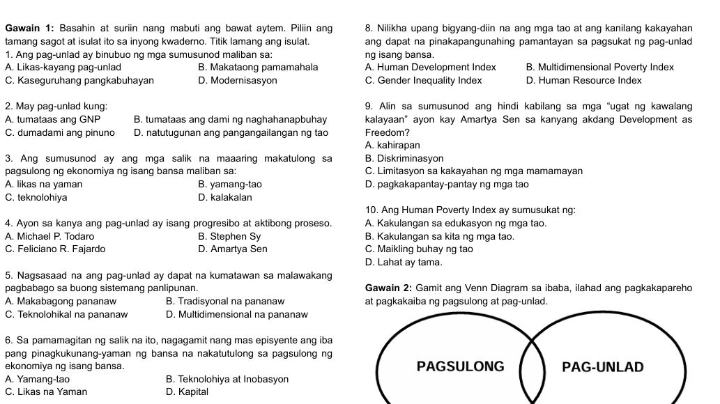 Gawain 1: Basahin at suriin nang mabuti ang | StudyX