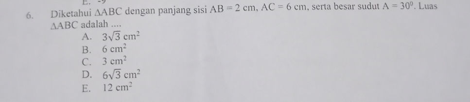 6. Diketahui \( ABC\) dengan panjang sisi | StudyX
