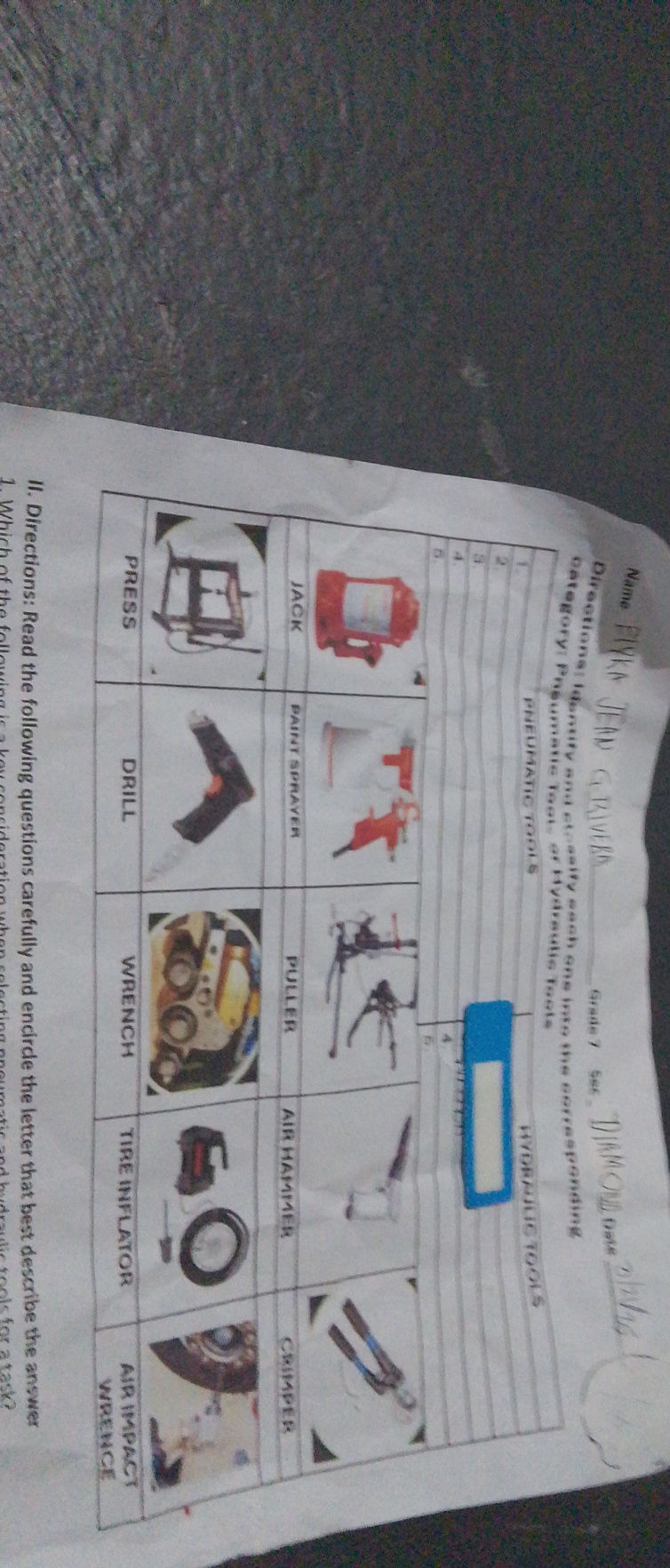 Directions: Identify and classify each one | StudyX