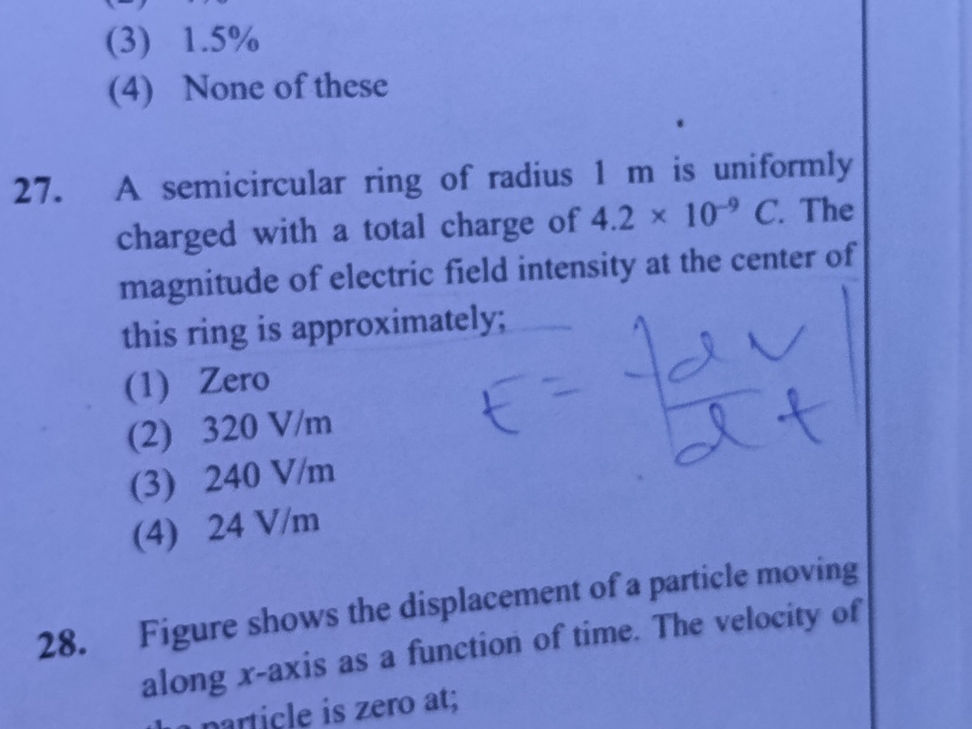27. A semicircular ring of radius 1 m is | StudyX