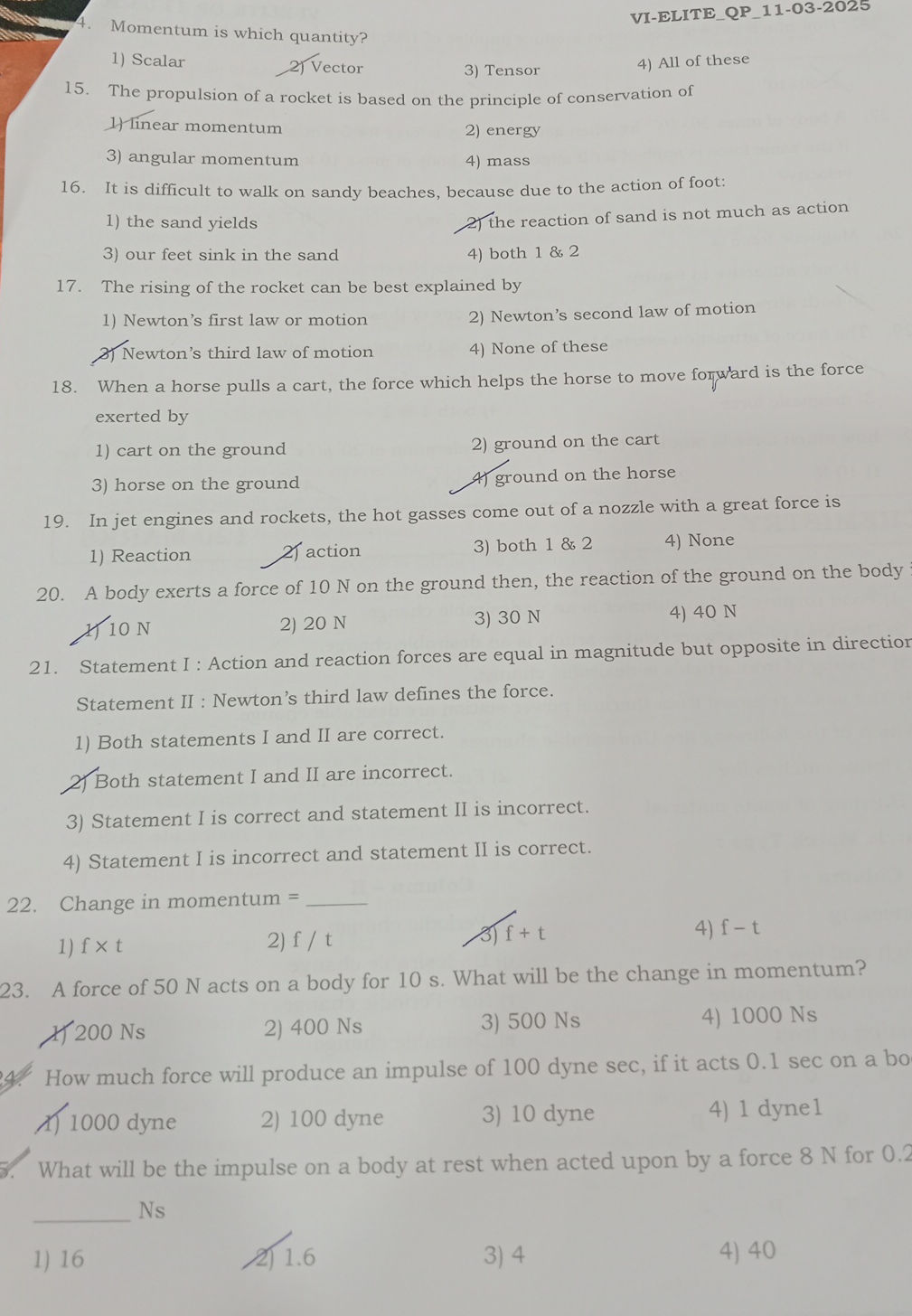 Momentum is which quantity? 1) Scalar 2) | StudyX