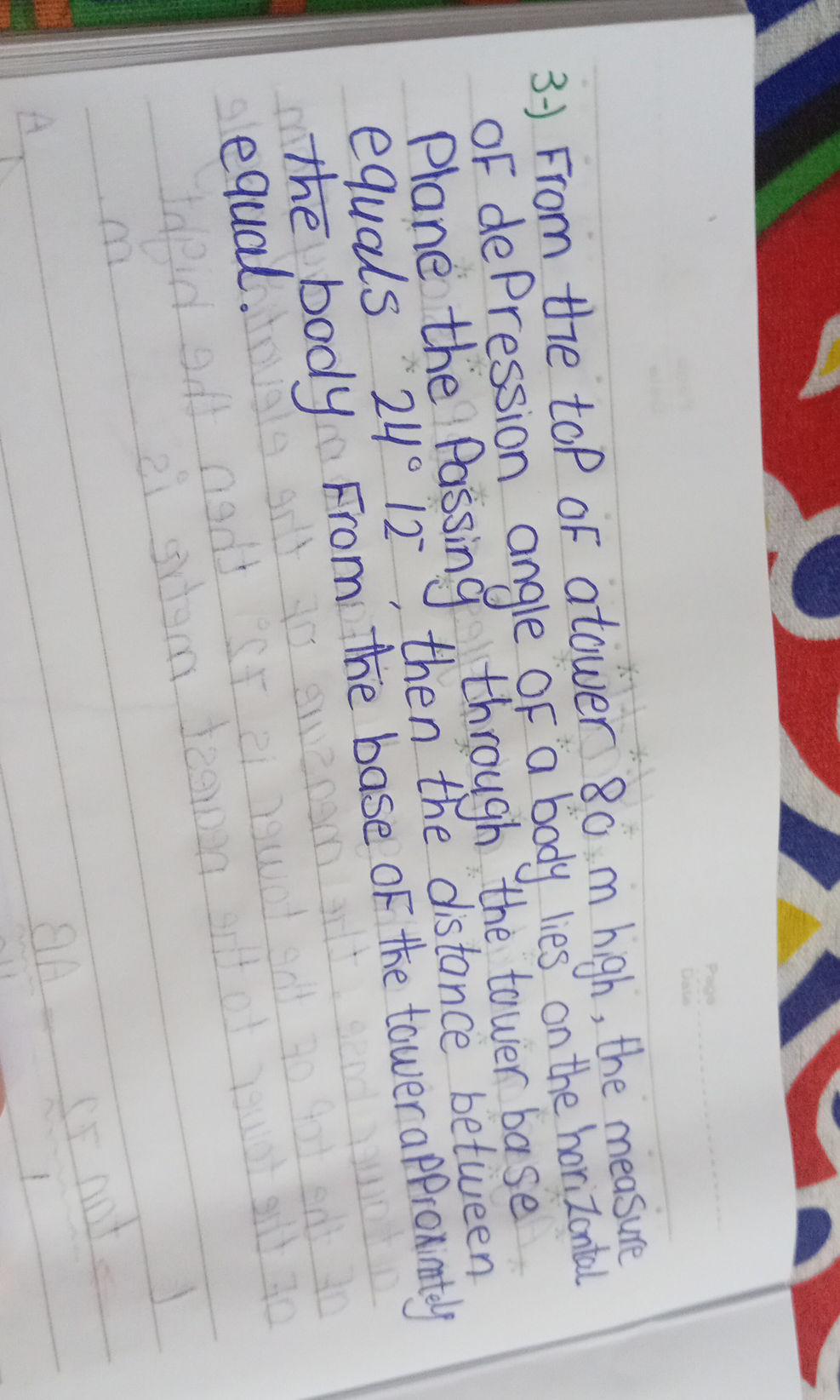 3-) From the top of a tower 80 m high, the | StudyX