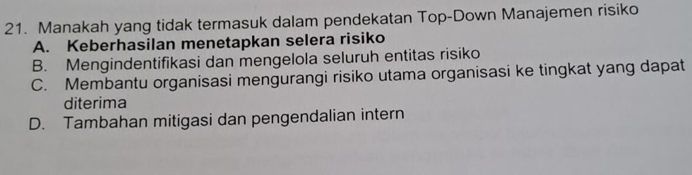 21. Manakah yang tidak termasuk dalam | StudyX