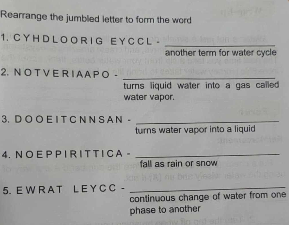 Rearrange the jumbled letter to form the | StudyX