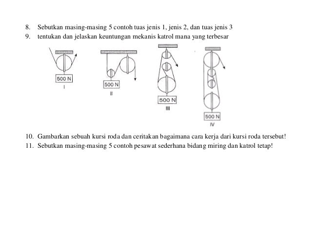 8. Sebutkan masing-masing 5 contoh tuas | StudyX