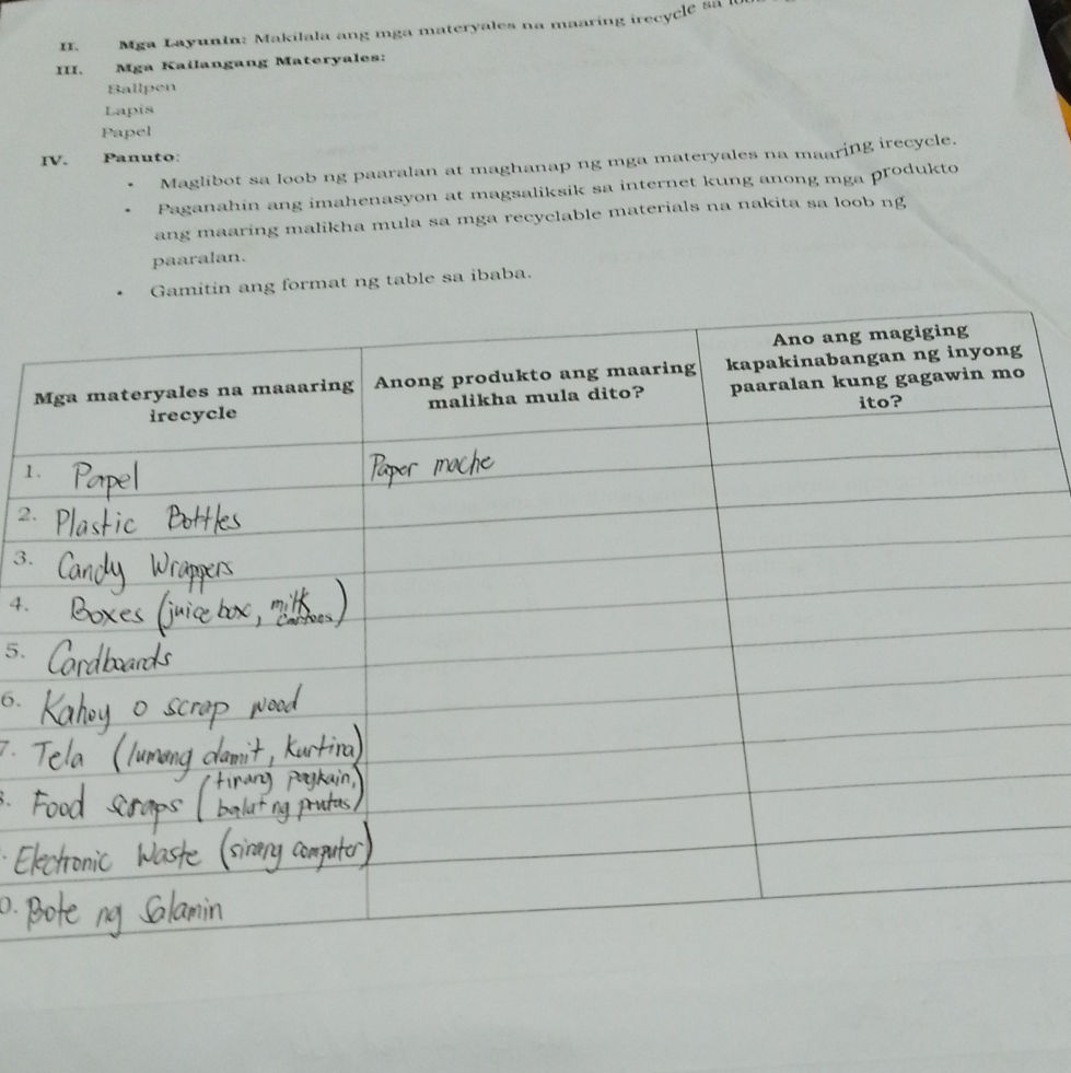 Mga Layunin: Makilala ang mga materyales na | StudyX