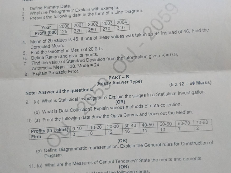 1. Define Primary Data. 2. What are | StudyX