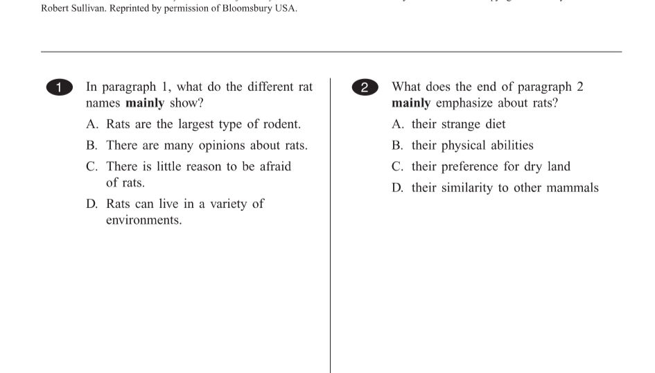 1 In paragraph 1, what do the different rat | StudyX