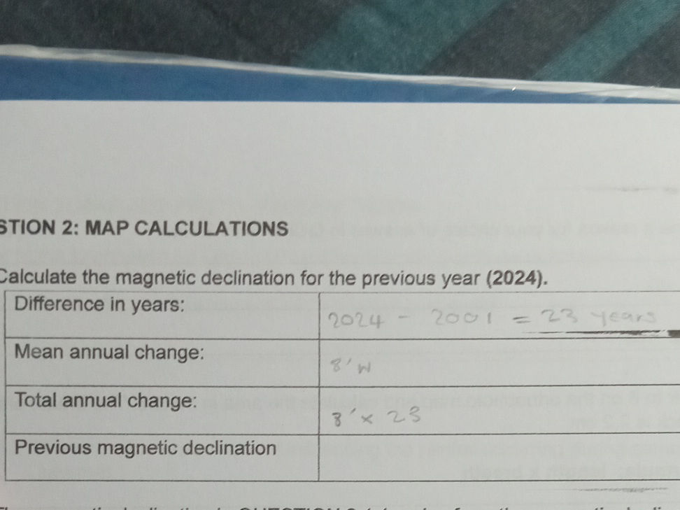 Calculate the magnetic declination for the | StudyX