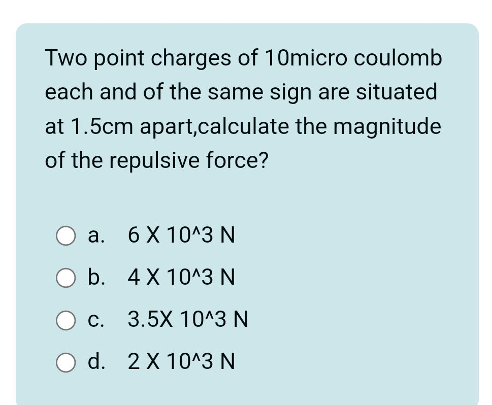 Two point charges of 10 micro coulomb each | StudyX