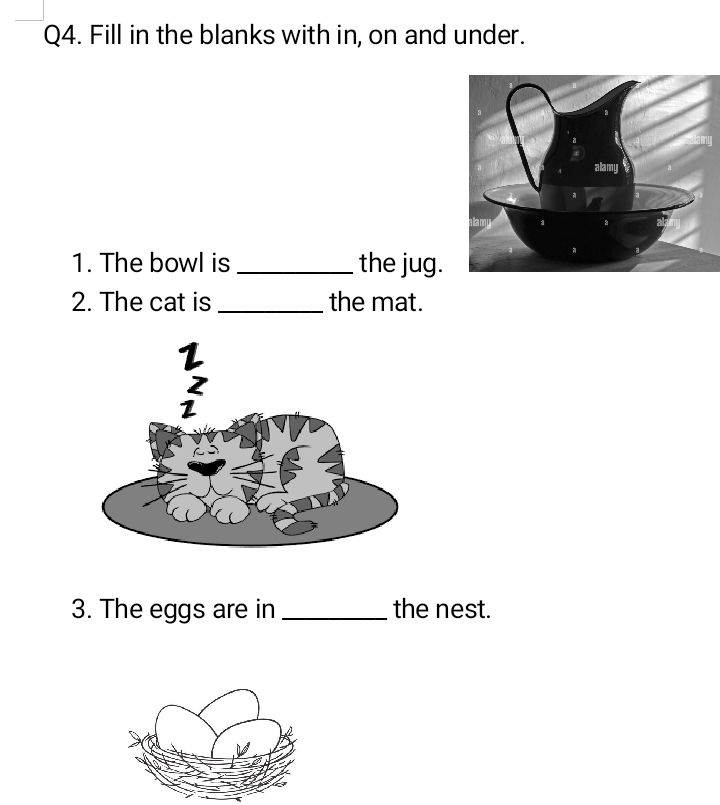 Q4. Fill in the blanks with in, on and | StudyX