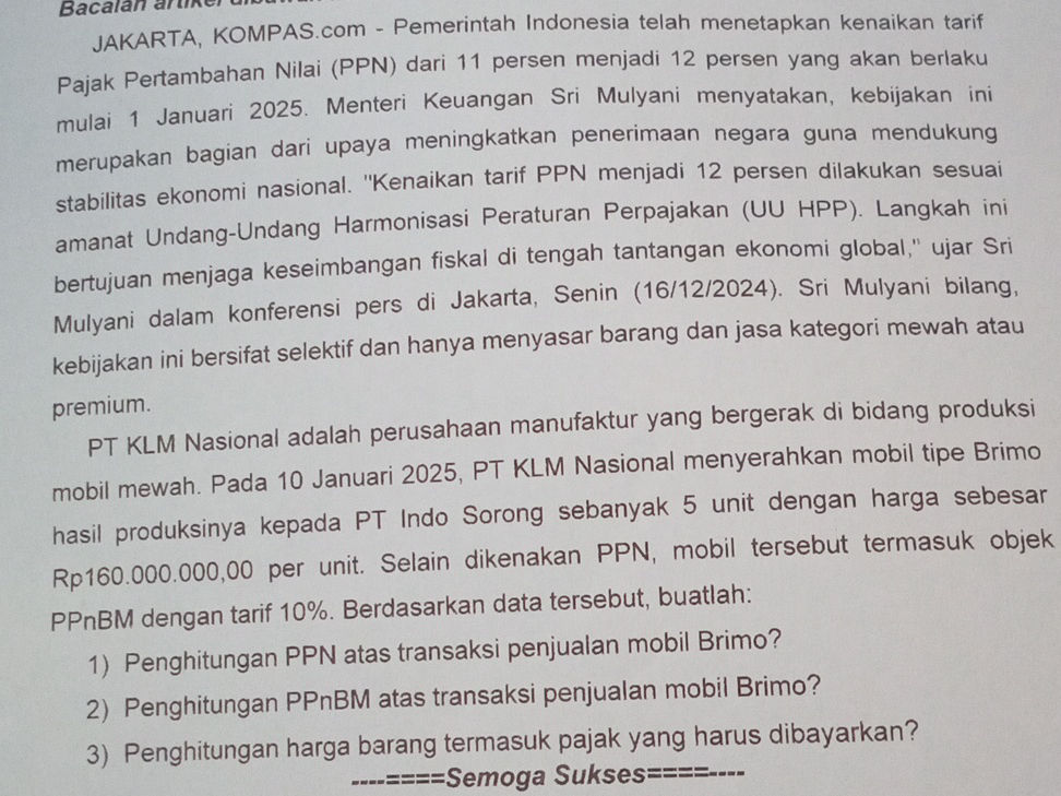 Berdasarkan data tersebut, buatlah: 1) | StudyX