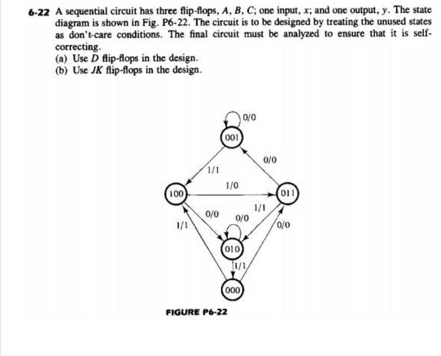 6-22 A sequential circuit has three | StudyX