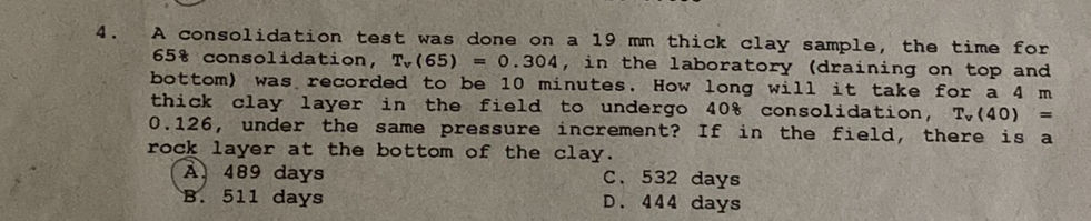 A consolidation test was done on a 19 mm | StudyX