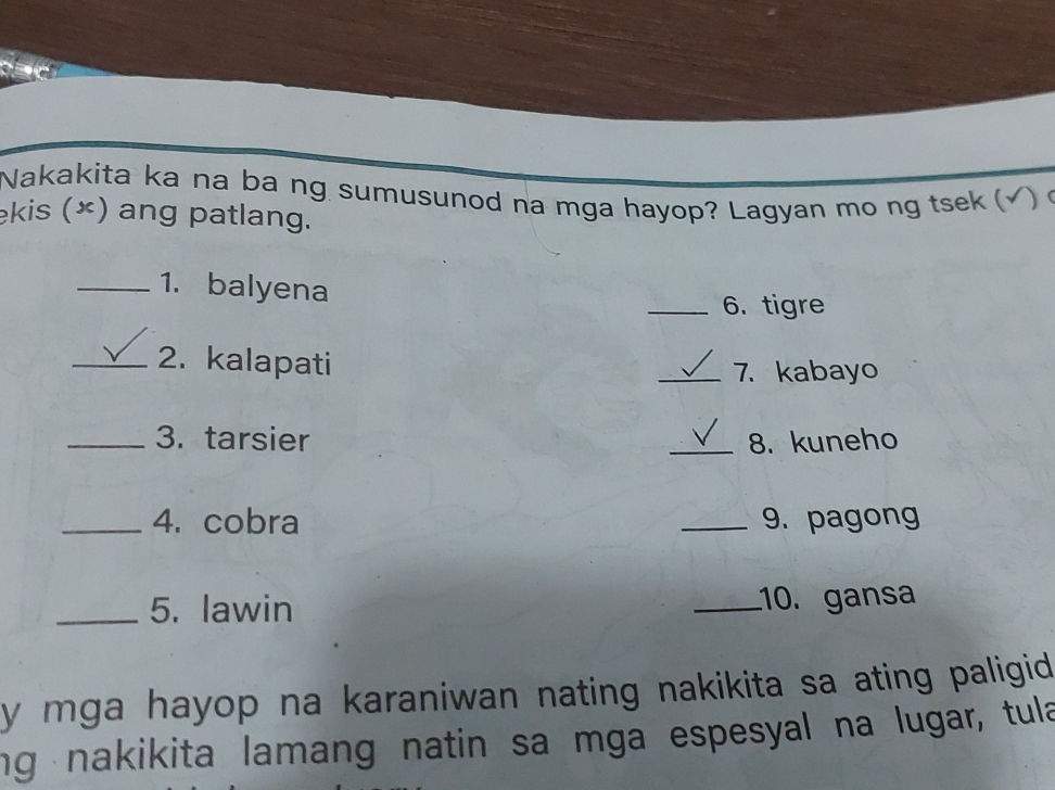 Nakakita ka na ba ng sumusunod na mga hayop? | StudyX
