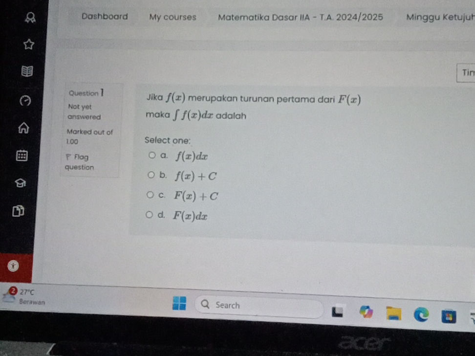 Jika $f(x)$ merupakan turunan pertama dari | StudyX