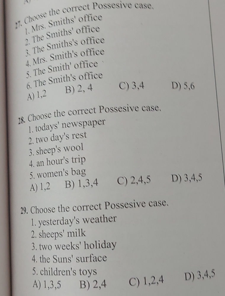 27. Choose the correct Possesive case. 1. | StudyX