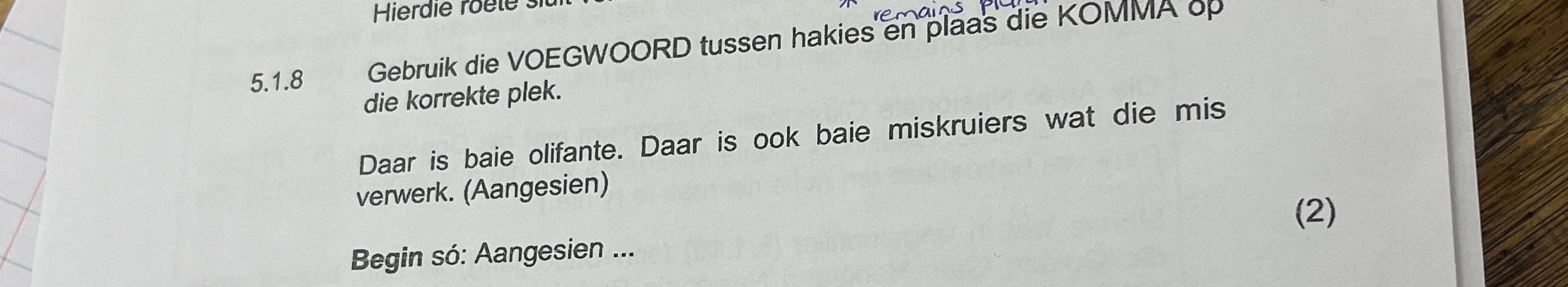 5.1.8 Gebruik die VOEGWOORD tussen hakies en | StudyX