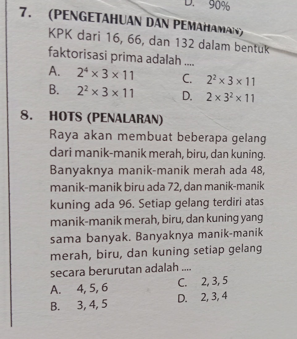 7. (PENGETAHUAN DAN PEMAHAMAN) KPK dari 16, | StudyX