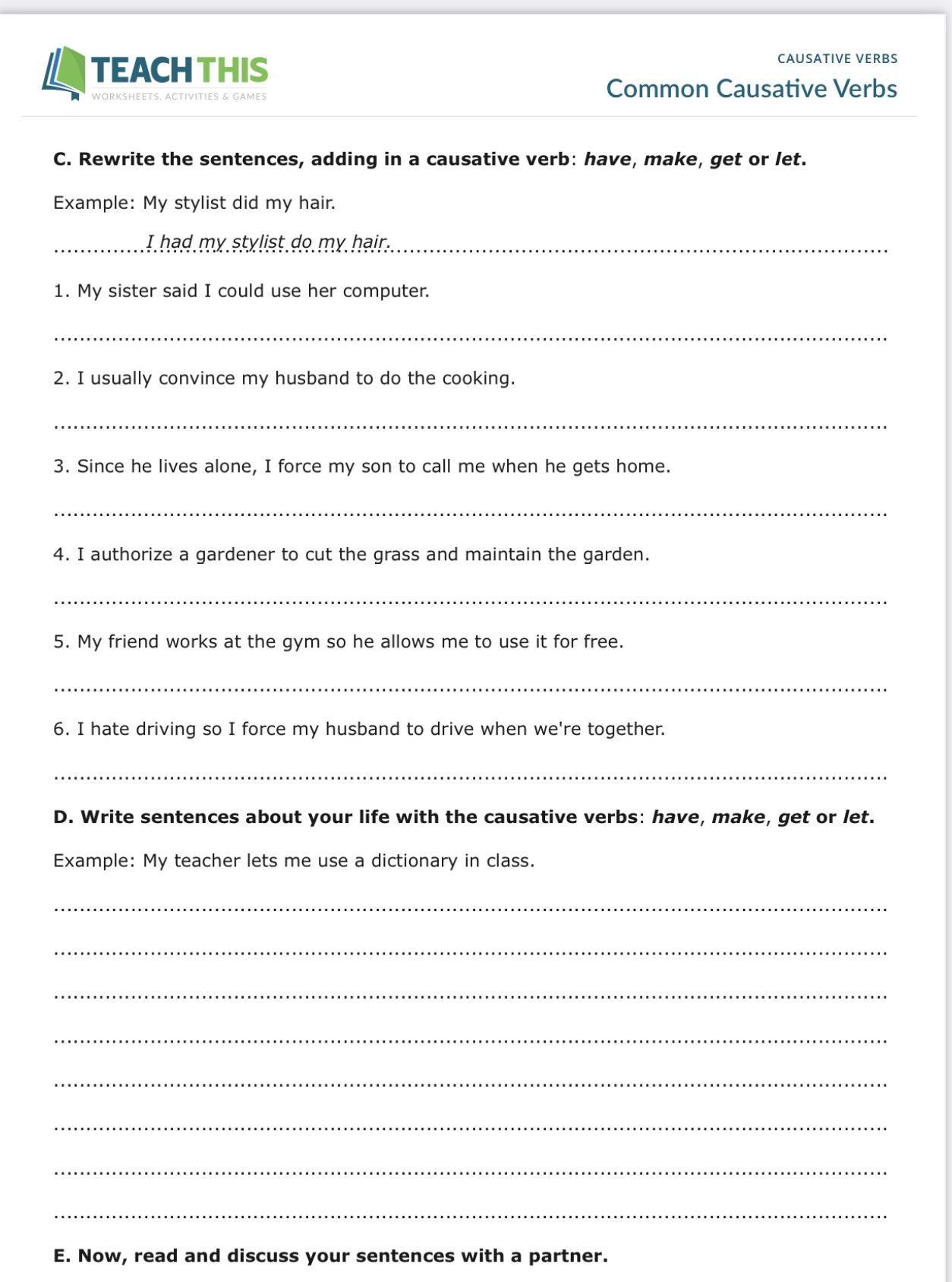 C. Rewrite the sentences, adding in a | StudyX