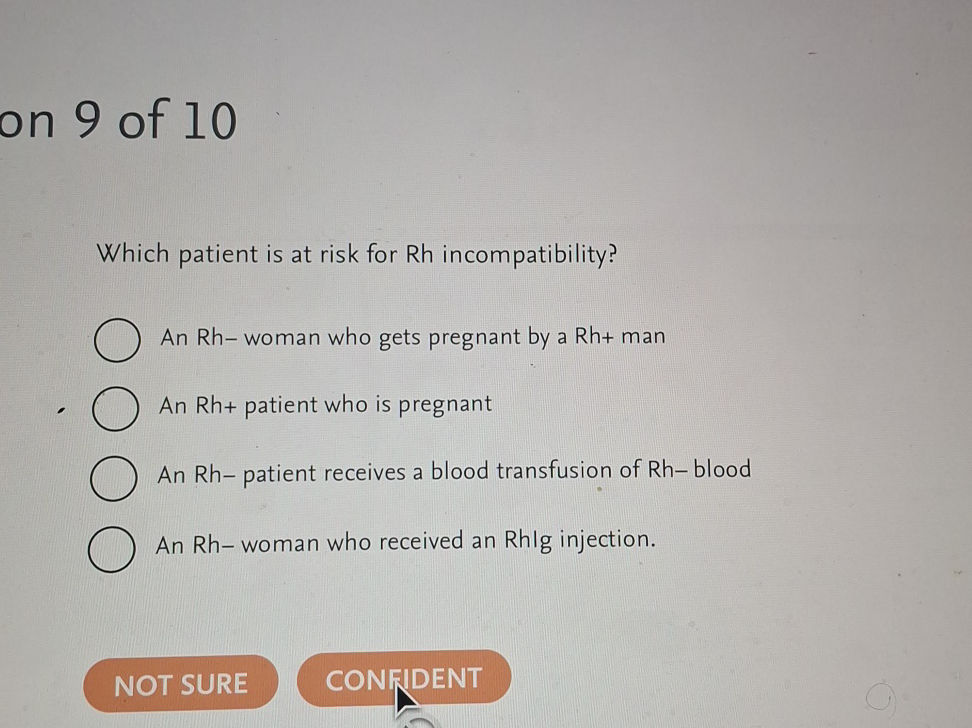 Which patient is at risk for Rh | StudyX