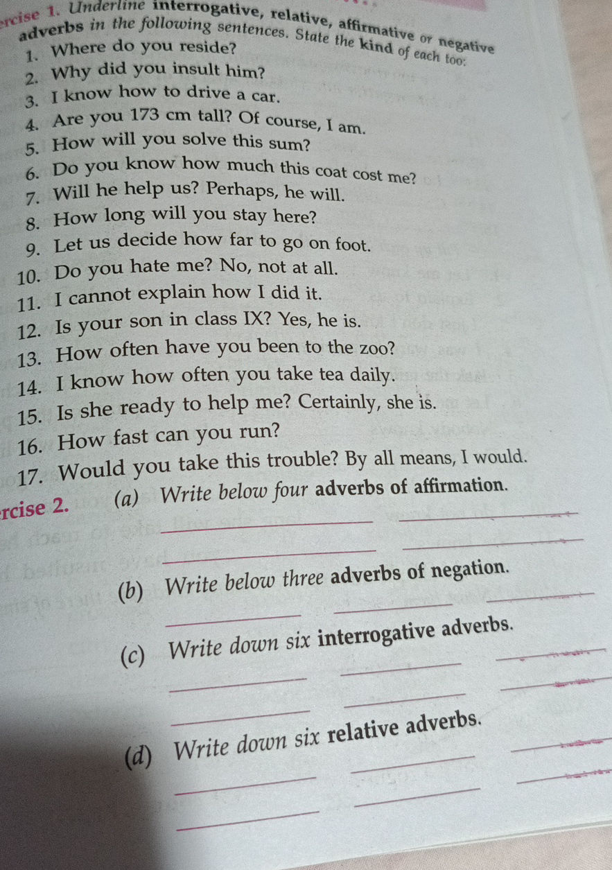 ercise 1. Underline interrogative, relative, | StudyX