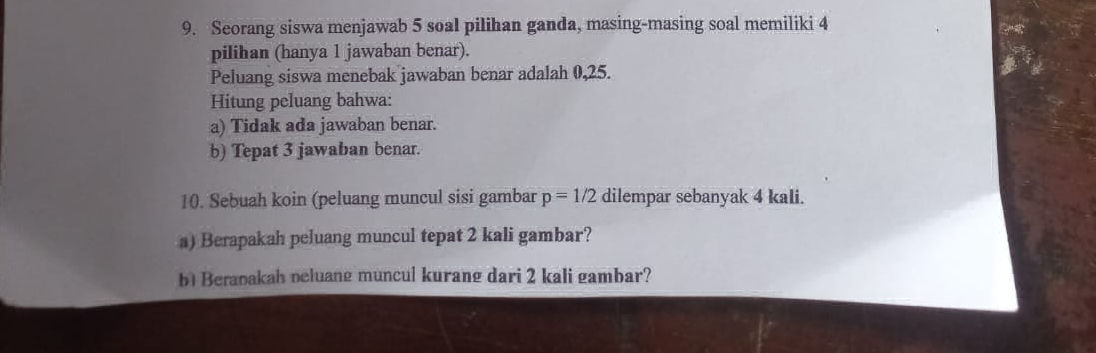 9. Seorang siswa menjawab 5 soal pilihan | StudyX