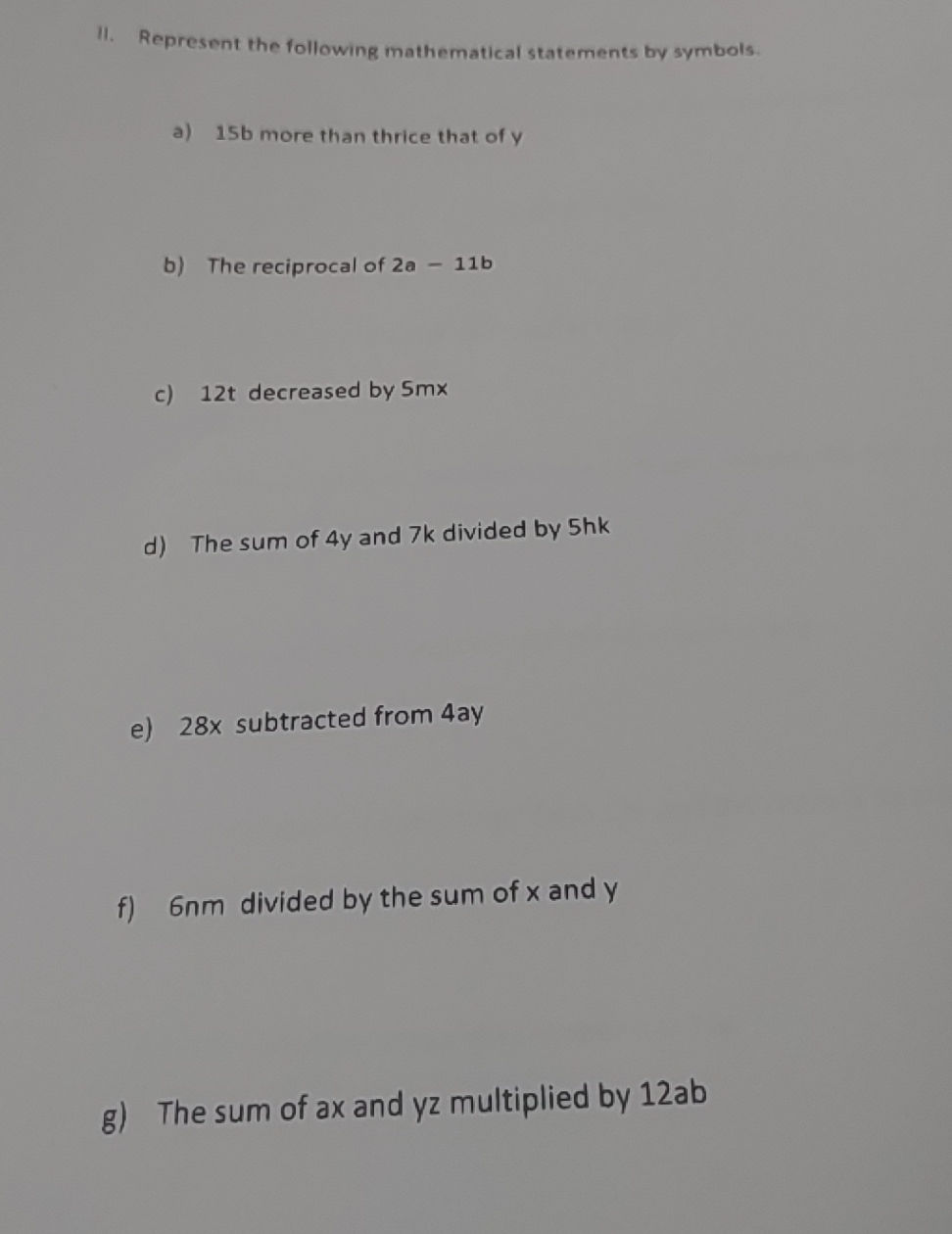 11. Represent the following mathematical | StudyX