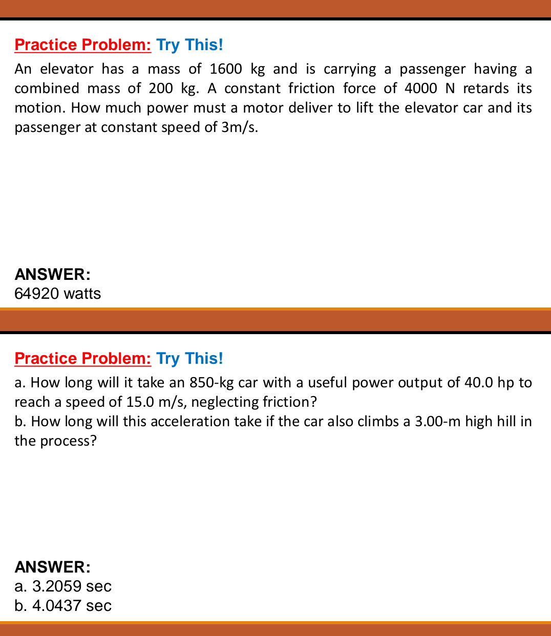 Practice Problem: Try This! An elevator has | StudyX