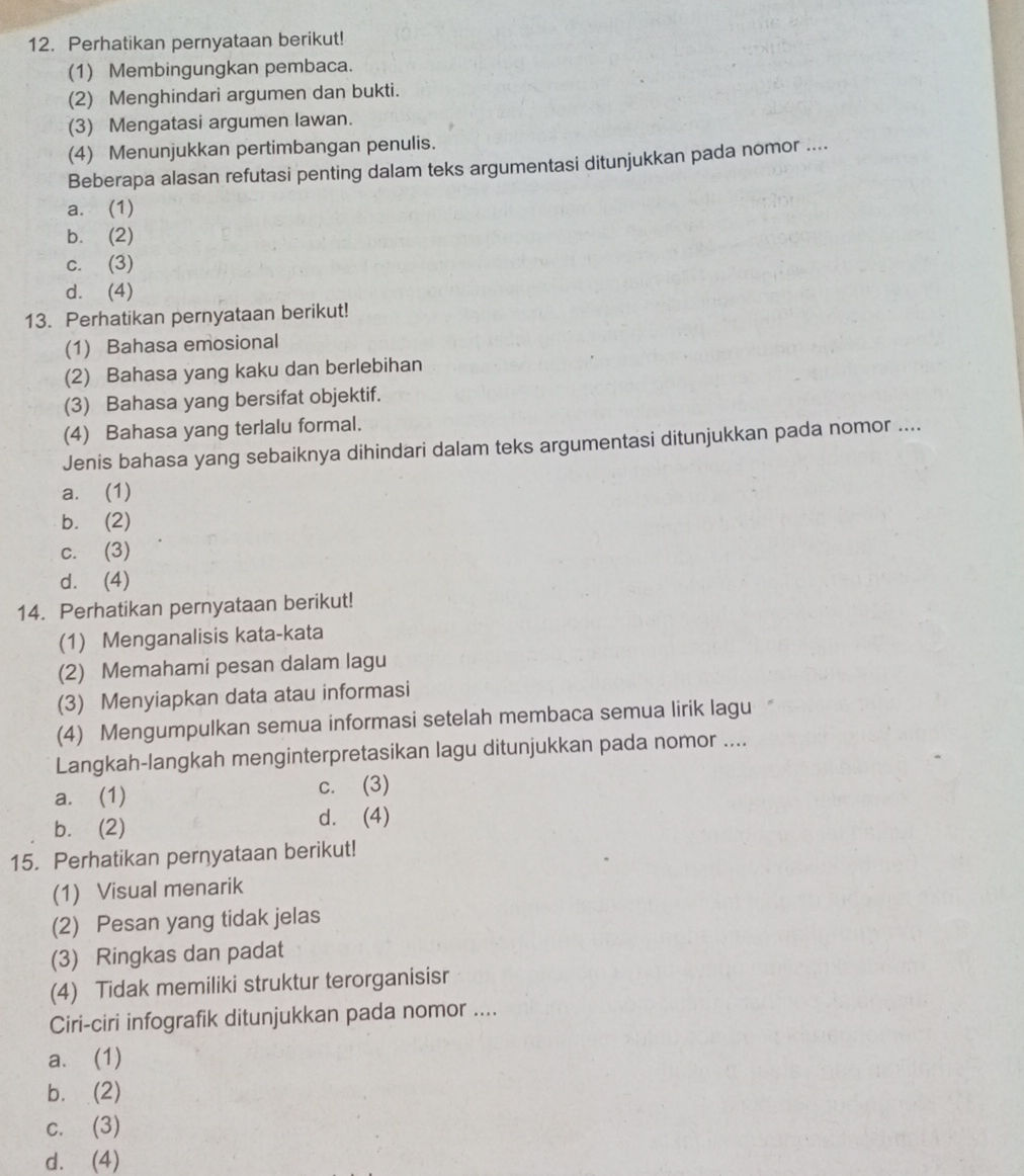 12. Perhatikan pernyataan berikut! (1) | StudyX