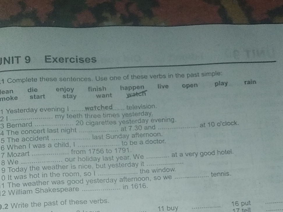 9.1 Complete these sentences. Use one of | StudyX