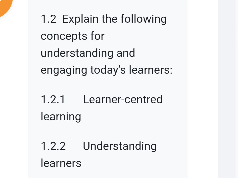 1.2 Explain the following concepts for | StudyX