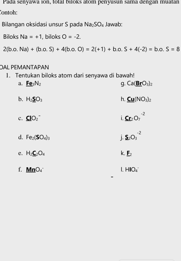 Pada senyawa ion, total biloks atom penyusun | StudyX