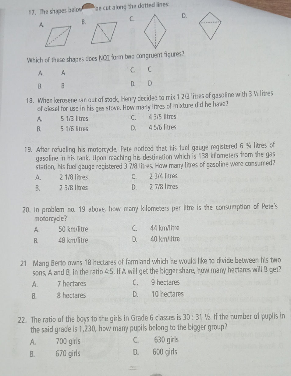 17. The shapes below be cut along the dotted | StudyX